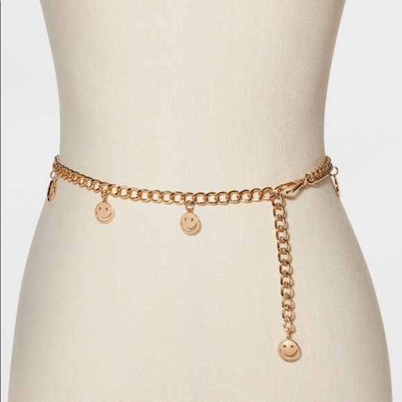 wild fable | Accessories | Wild Fable Gold Smiley Face Chain Metal Belt ...